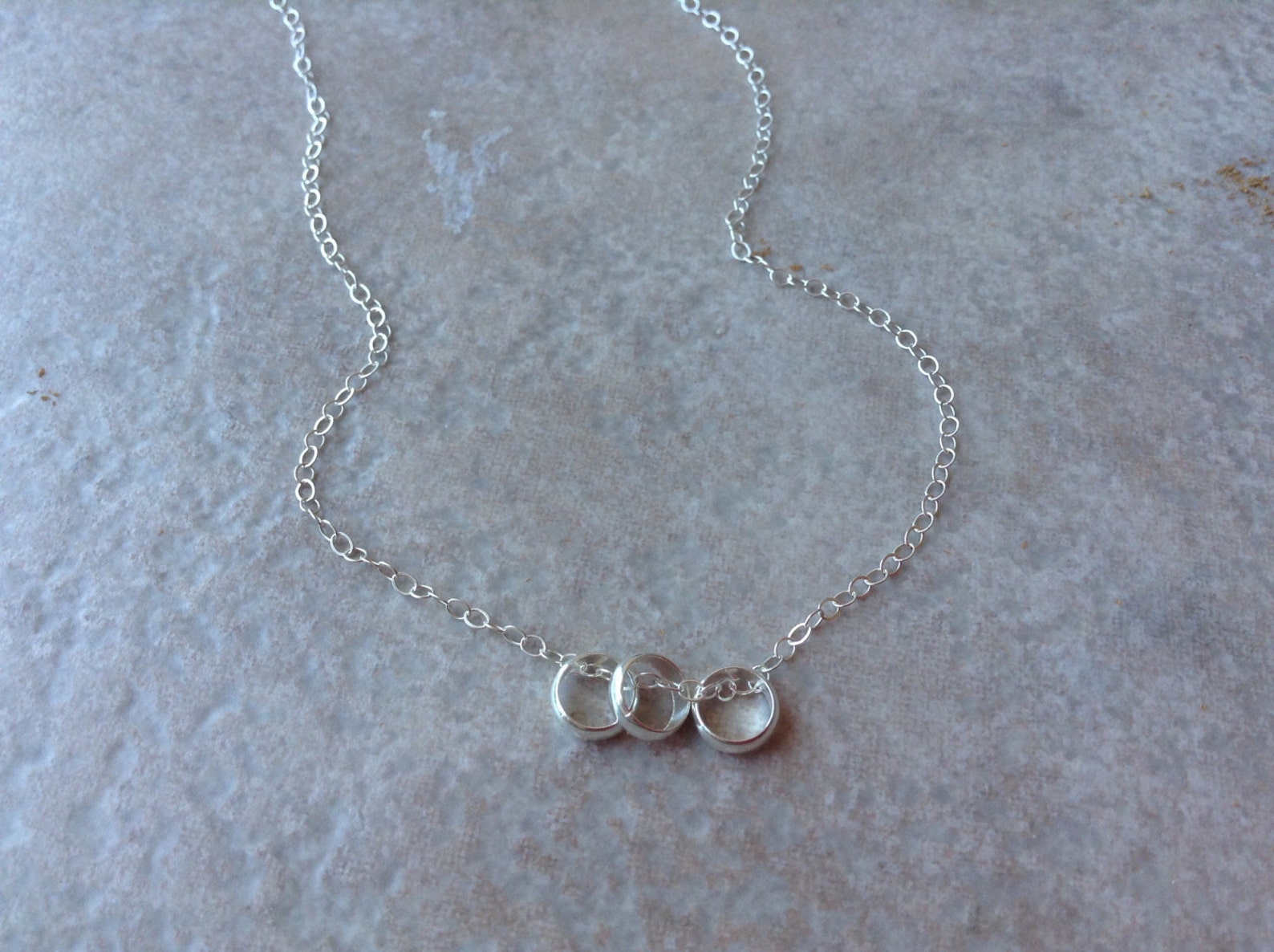 3 Ring Sterling Silver Necklace, 3 Ring Necklace, Dainty Necklace ...