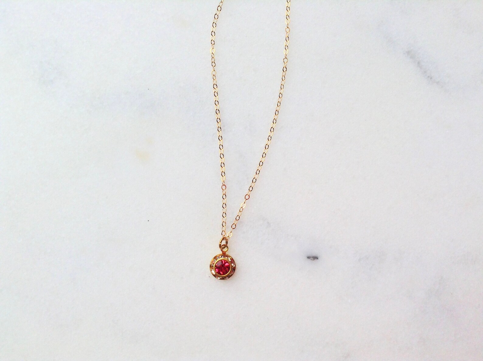 Tiny Peach and Pink Bead Necklace Tiny Charm Necklace Small - Etsy