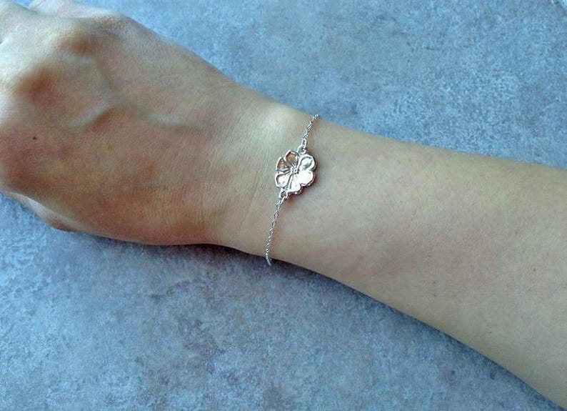 Silver Flower Bracelet Sterling Silver Bracelet Cute - Etsy