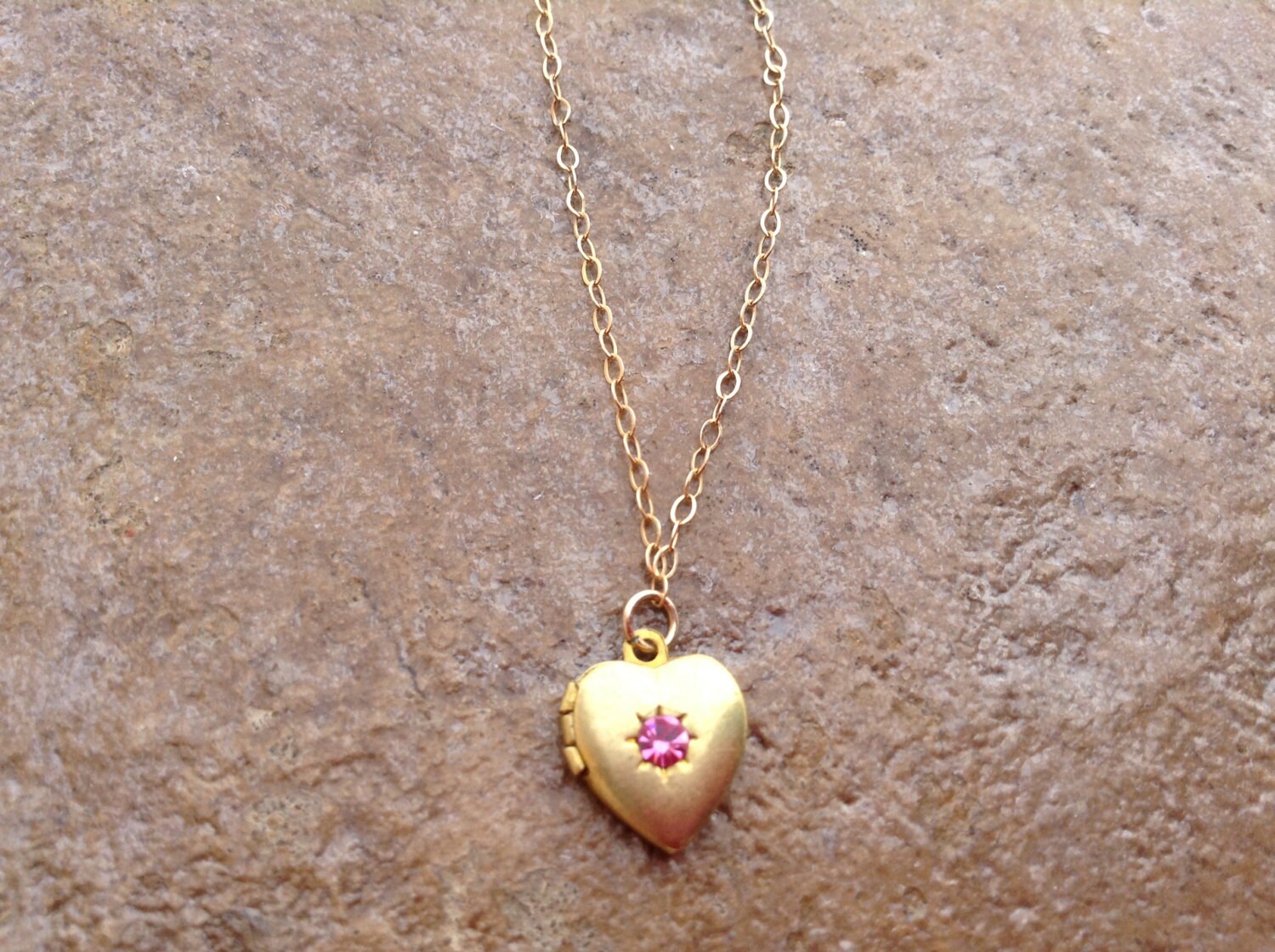 Tiny Heart Locket Necklace, Heart Locket Necklace, Pink Locket Necklace ...