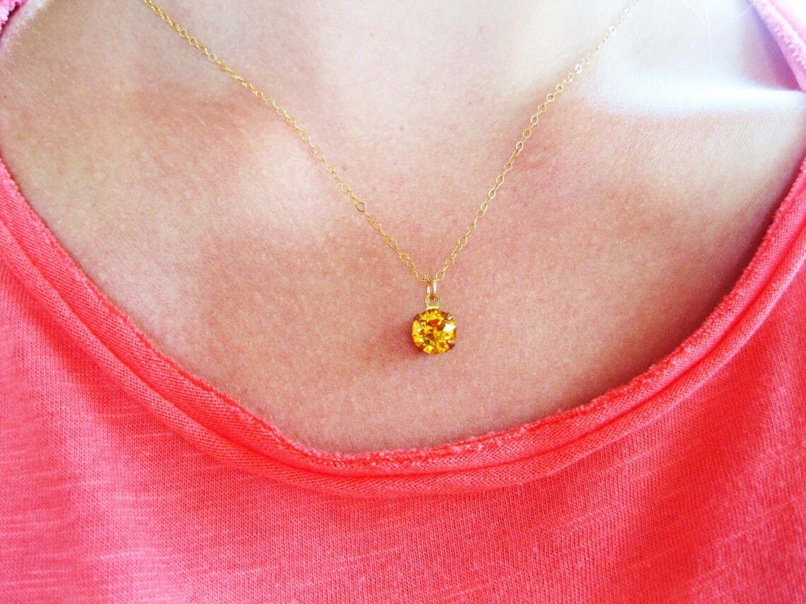 Dark Topaz Stone Necklace, November Birthstone , Topaz Jewelry, Yellow ...
