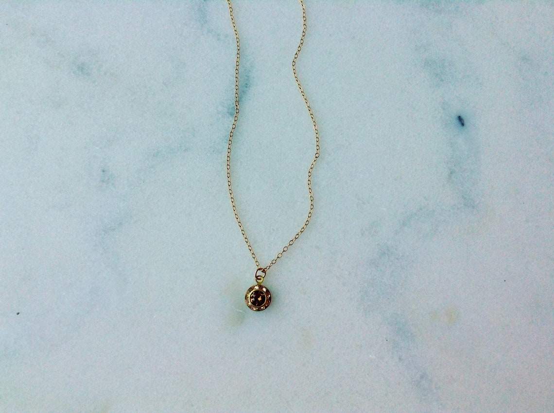 Tiny Peach and Topaz Necklace Tiny Charm Necklace Small | Etsy