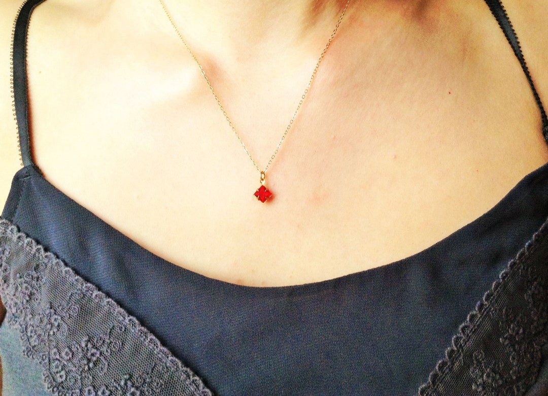Light Ruby Necklace, Ruby Pendant Necklace, Ruby Jewelry, Tiny Pendant ...