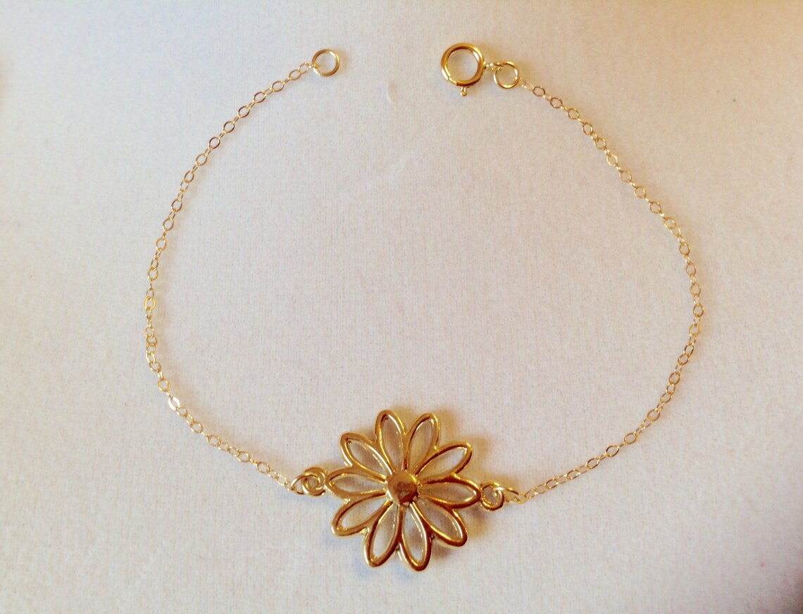 Gold Daisy Bracelet, Daisy Bracelet, Daisy Jewelry, Gold Flower ...