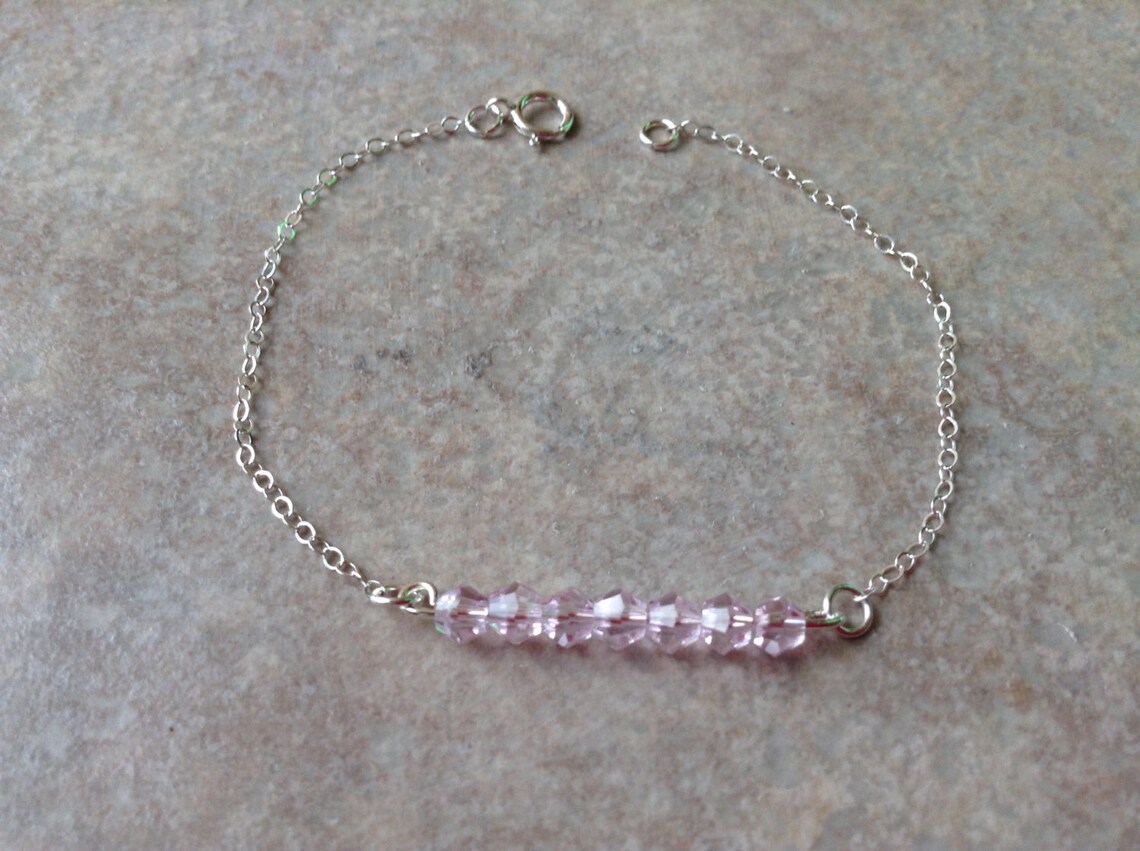 Light Pink Sterling Silver Bracelet Sterling Silver Bracelet - Etsy