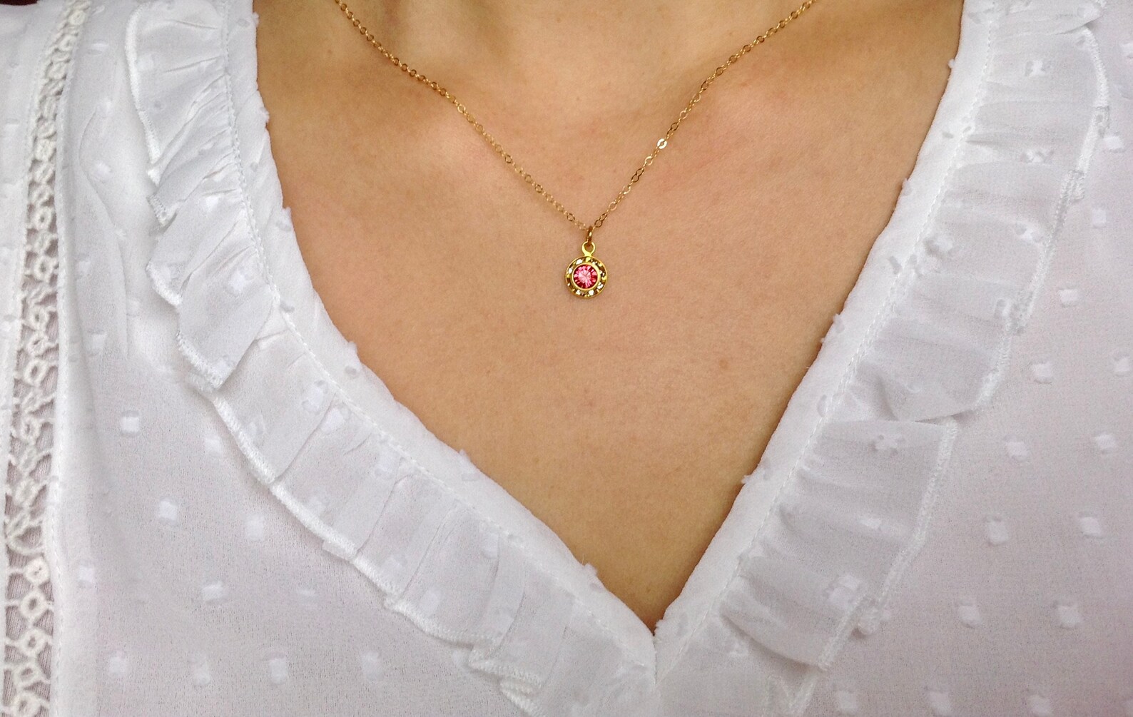 Tiny Peach and Pink Bead Necklace Tiny Charm Necklace Small - Etsy