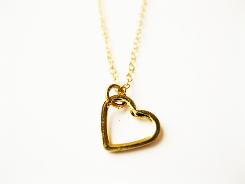 Gold Heart Necklace Simple Hearts Necklace Heart Jewelry - Etsy