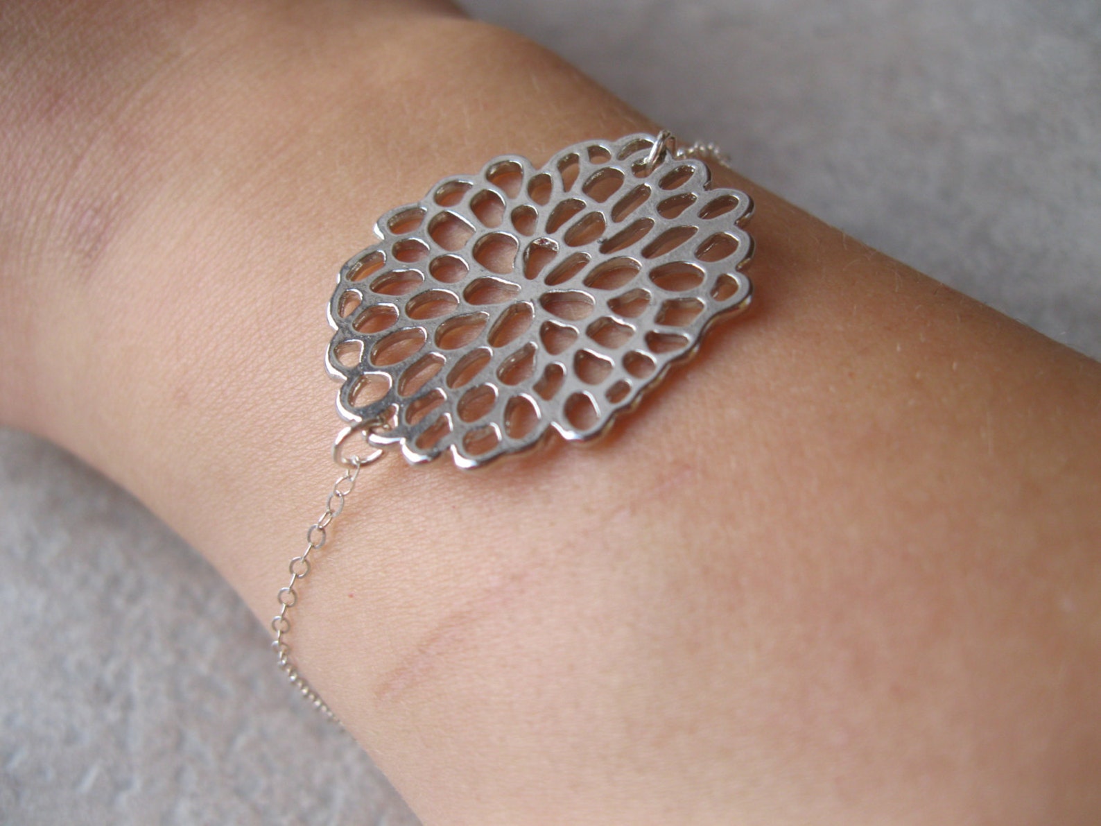 Silver Hydrangea Bracelet , Hydrangea Jewelry , Simple Silver Bracelet ...