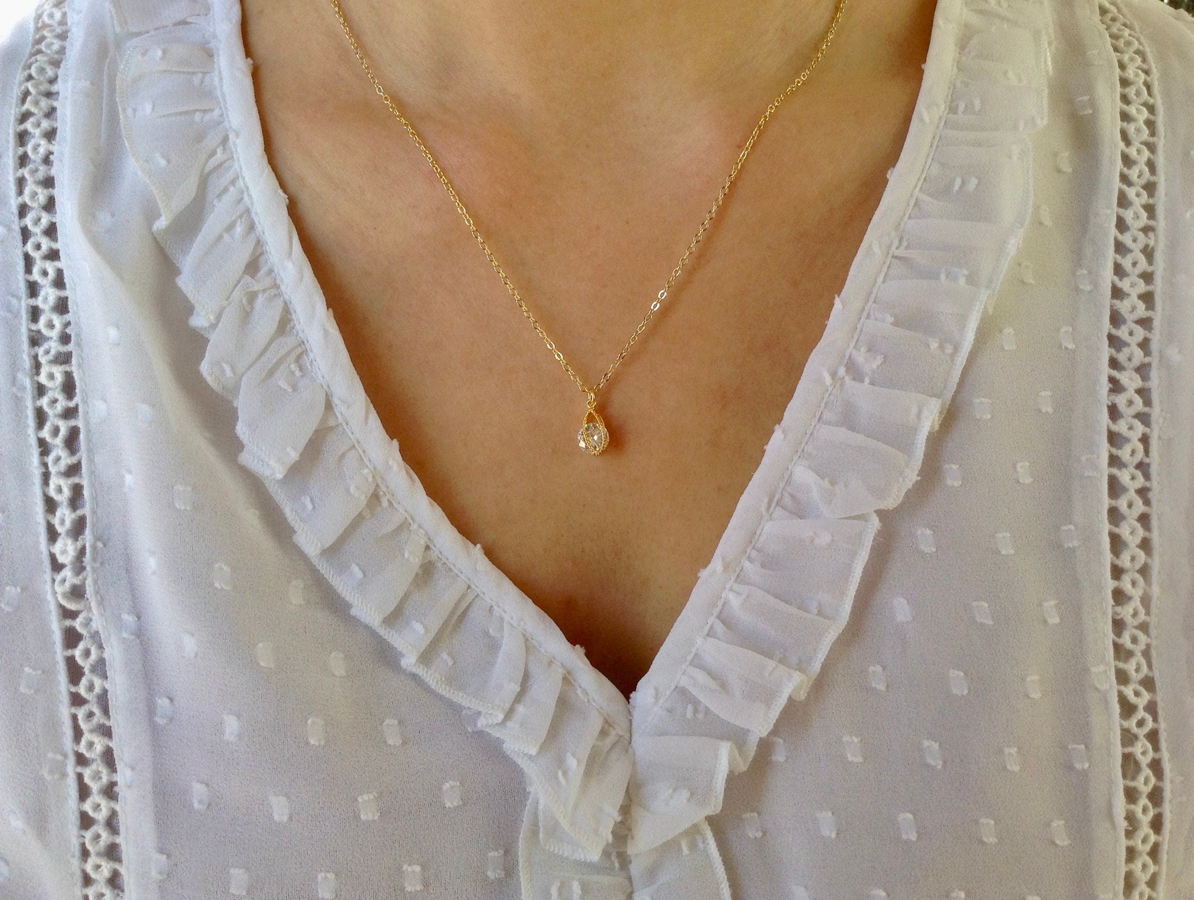 Dancing Diamond Necklace Everyday Necklace Wedding Jewelry - Etsy