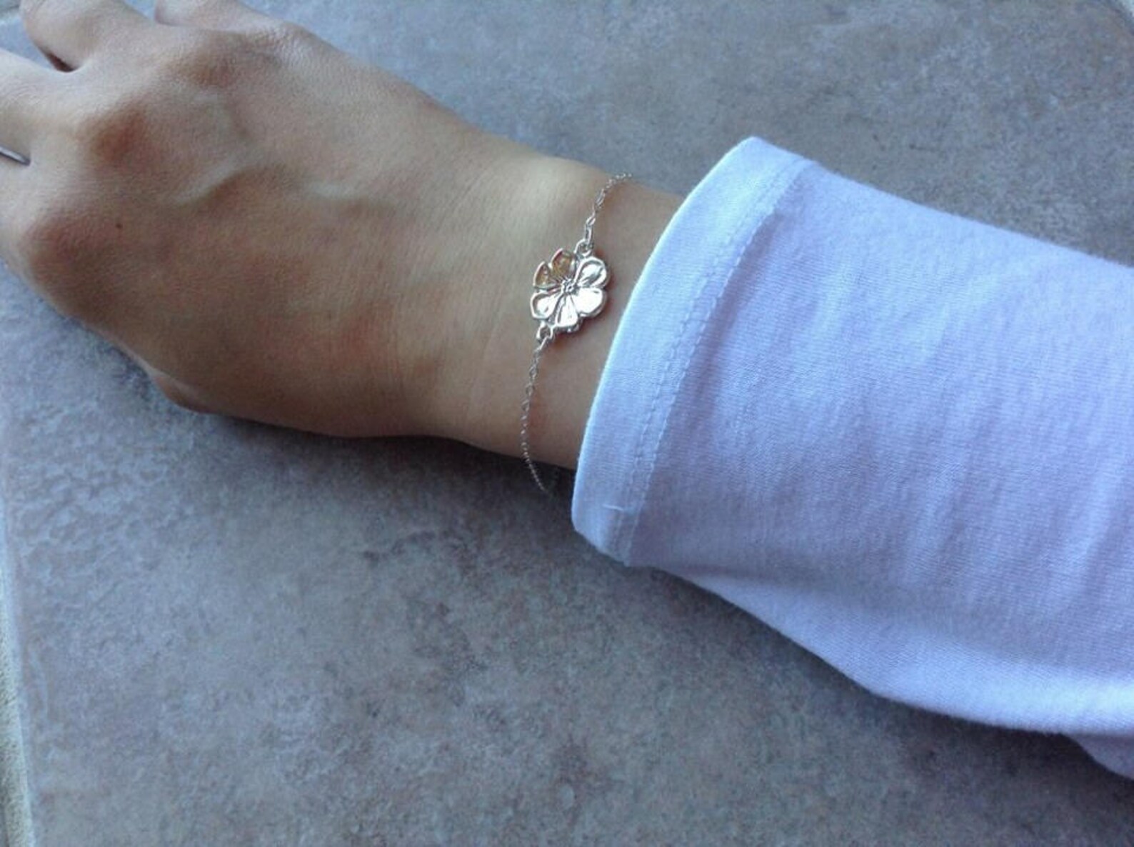 Silver Flower Bracelet Sterling Silver Bracelet Cute - Etsy