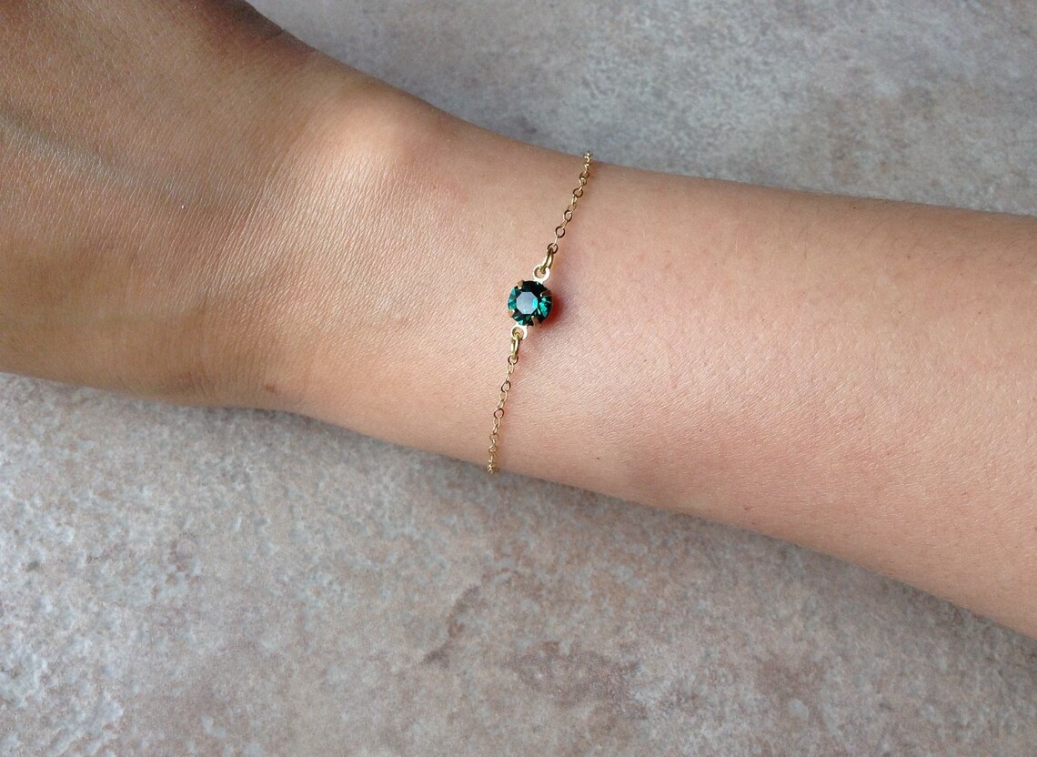 Tiny Emerald Bracelet , Minimalist Bracelet, Tiny Jewelry, Delicate ...