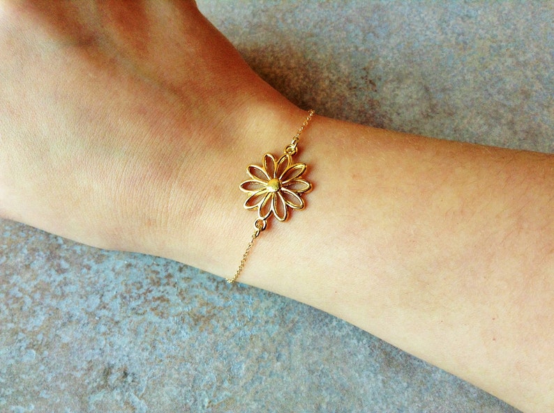 Gold Daisy Bracelet, Daisy Bracelet, Daisy Jewelry, Gold Flower ...