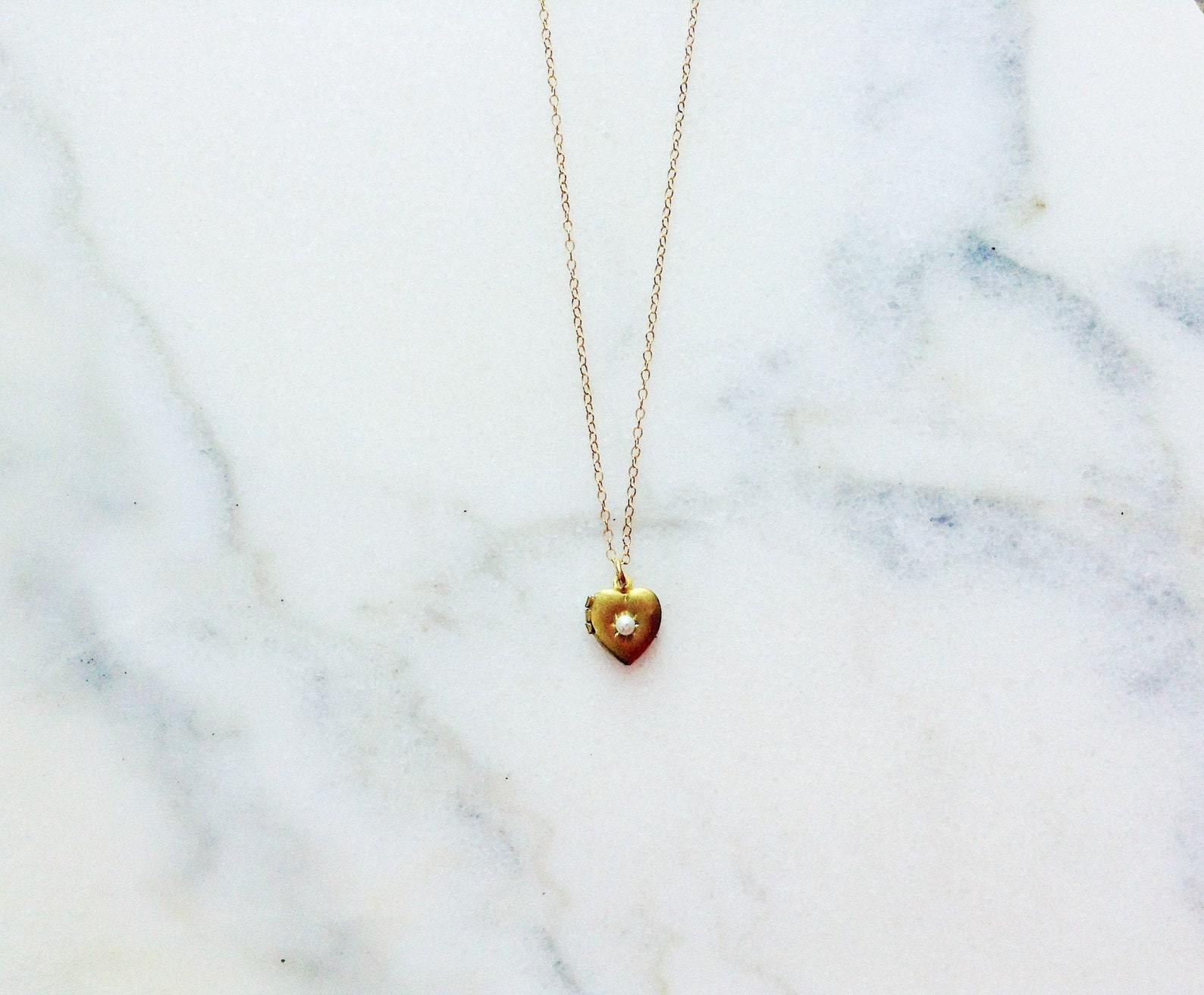 Pearl Heart Locket Necklace Pearl Necklace Locket Jewelry - Etsy