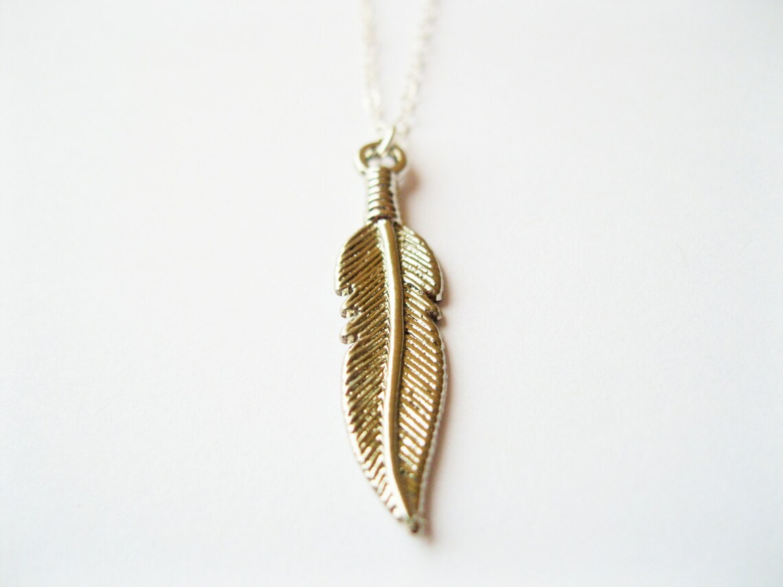 Silver Feather Necklace , Dainty Necklace , Feather Necklace ...