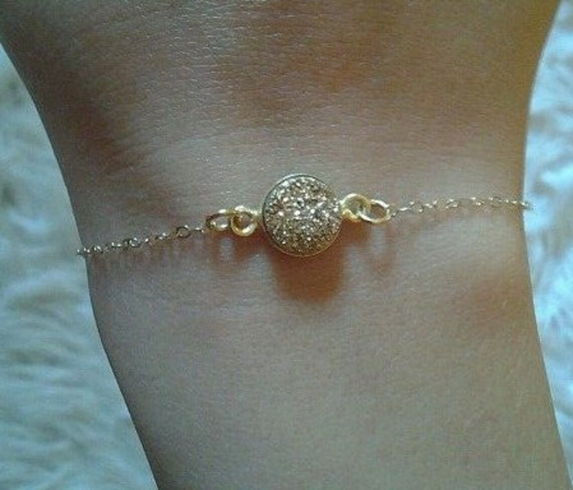 Gold Round Druzy Bracelet Druzy Bracelet Natural Gold Druzy - Etsy