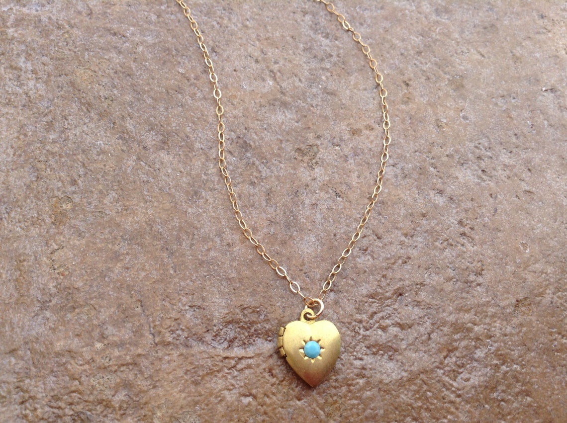 Tiny Locket Necklace Brass Locket Necklace Heart Locket - Etsy