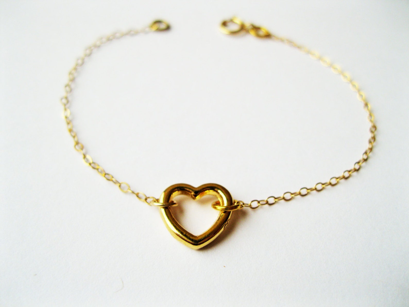 Gold Heart Bracelet Simple Gold Bracelet Minimalist Bracelet - Etsy
