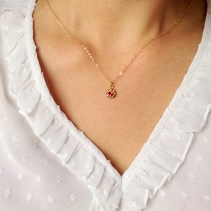 Tiny Peach and Pink Bead Necklace , Tiny Charm Necklace, Small Pendant ...
