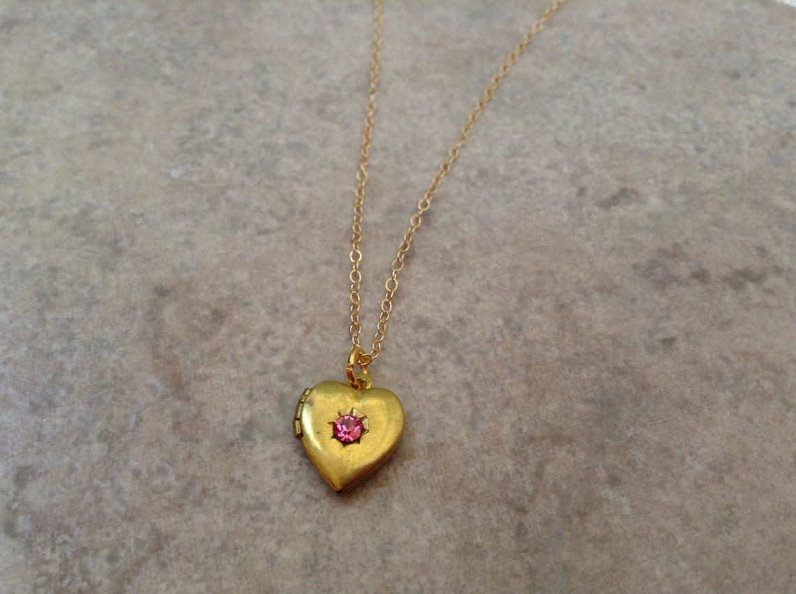 Tiny Heart Locket Necklace, Heart Locket Necklace, Pink Locket Necklace ...