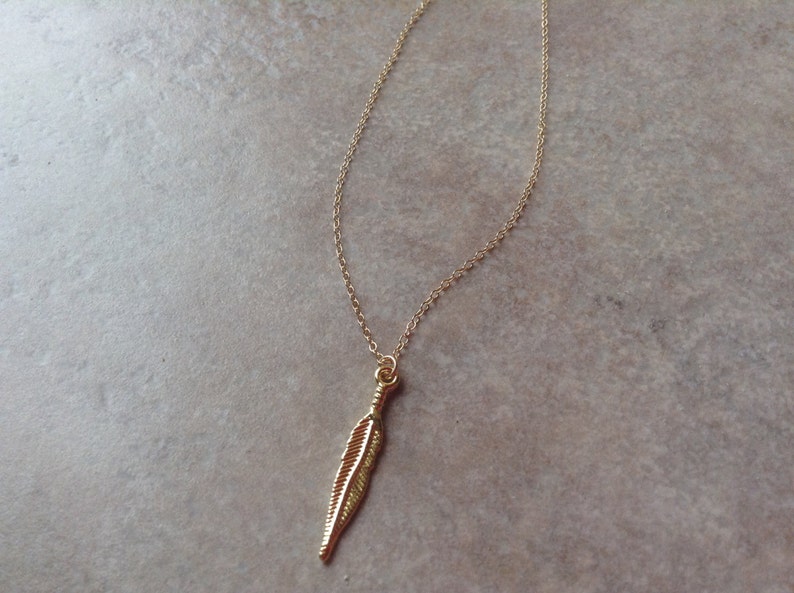 Gold Feather Necklace, Feather Jewelry, Minimalist Necklace, Feather ...
