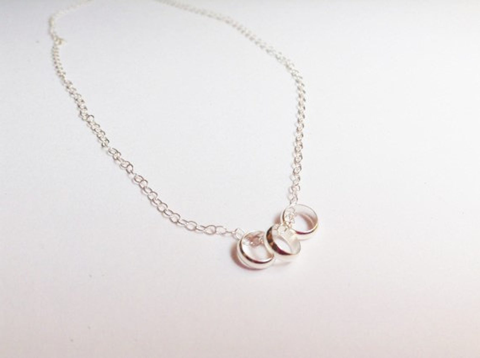 3 Ring Sterling Silver Necklace, 3 Ring Necklace, Dainty Necklace ...