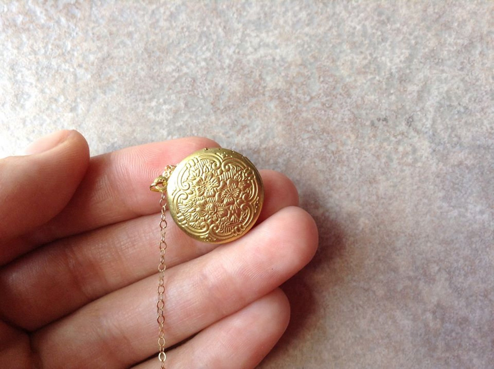 Victorian Floral Locket Necklace Cute Locket Necklace Round | Etsy