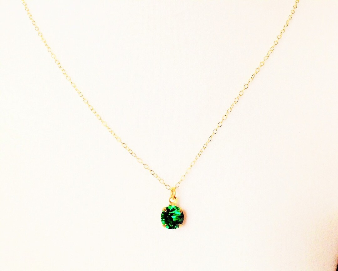 Emerald Necklace, Emerald Pendant Necklace, Emerald Jewelry, Simple ...