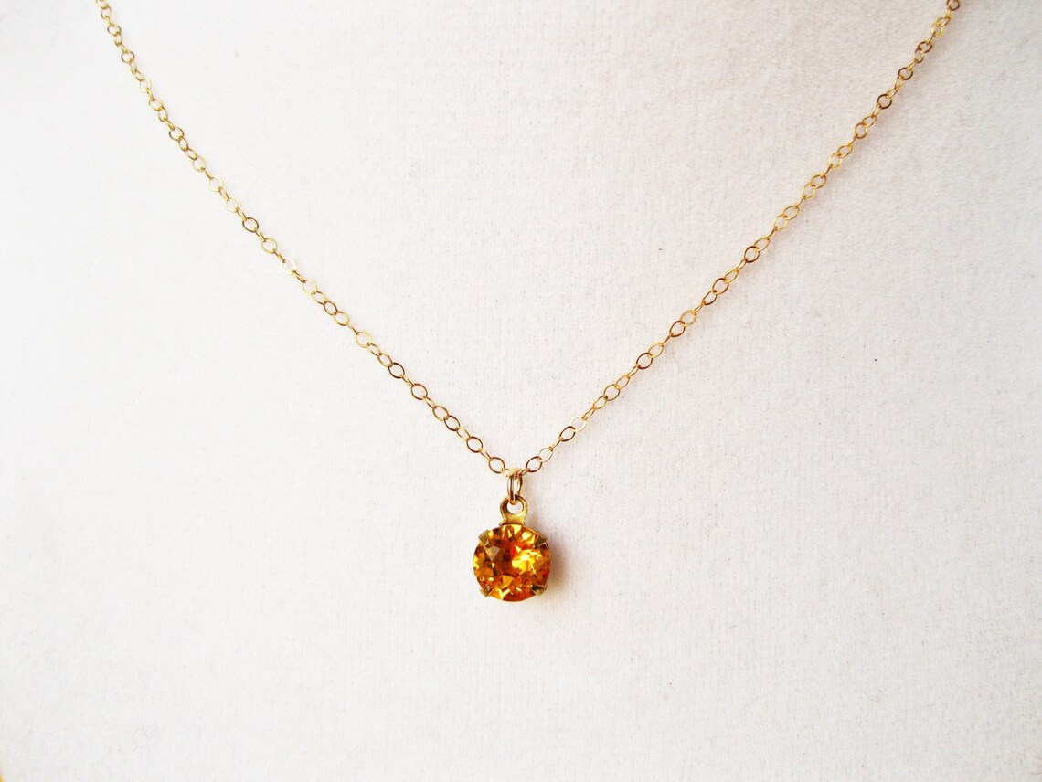 Dark Topaz Stone Necklace, November Birthstone , Topaz Jewelry, Yellow ...