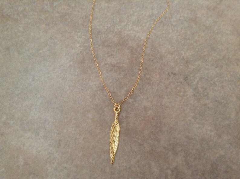 Gold Feather Necklace, Feather Jewelry, Minimalist Necklace, Feather ...