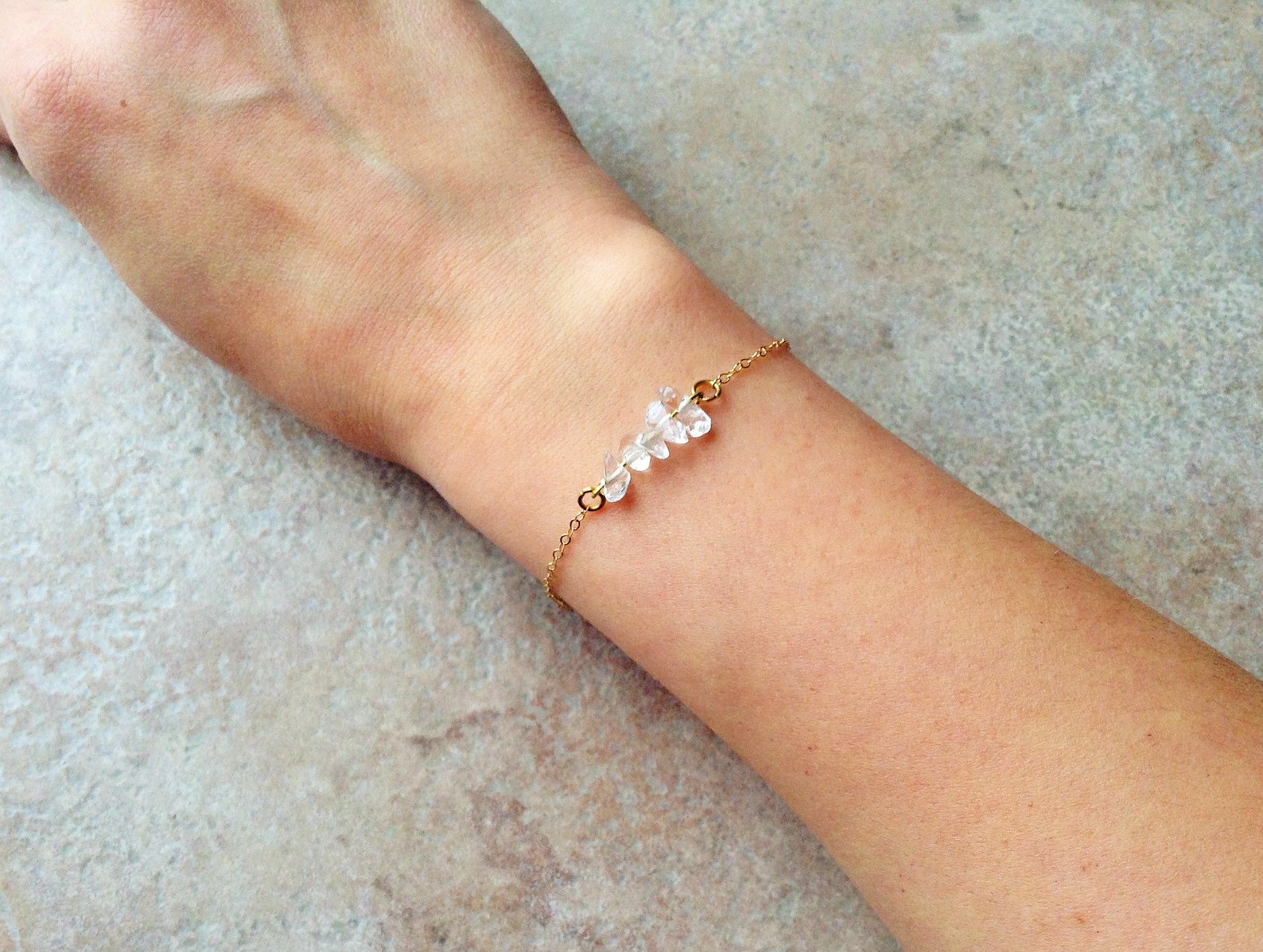 Crystal Quartz Bracelet, Gemstone Bracelet, Quartz Jewelry, Delicate ...