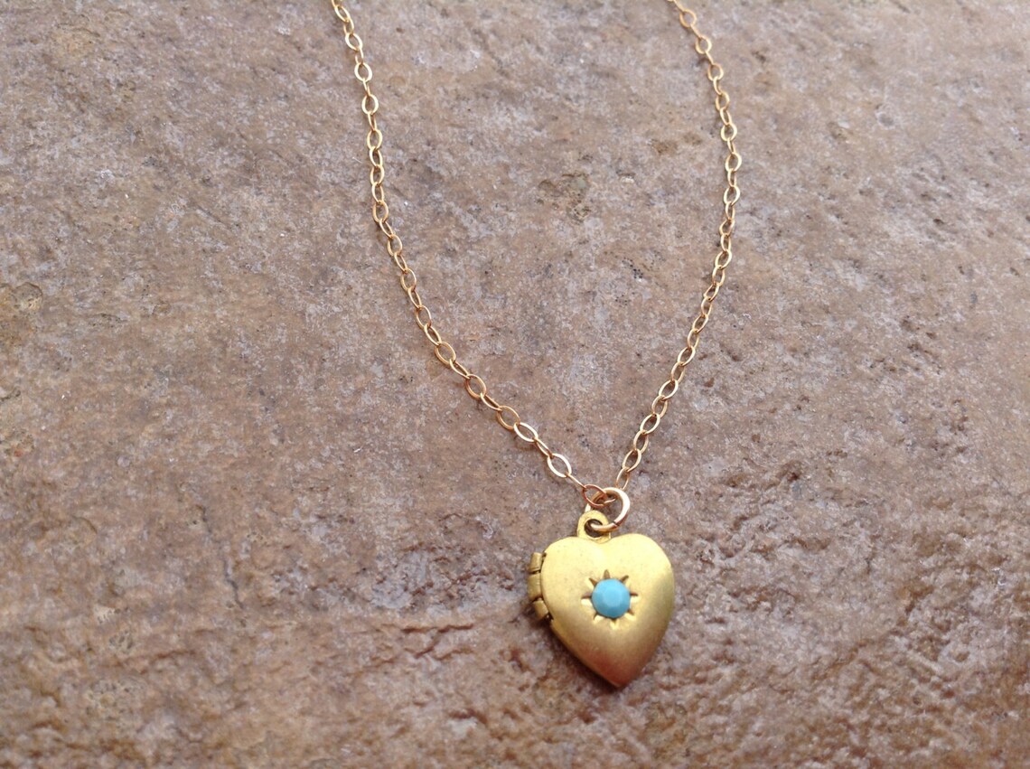 Tiny Locket Necklace Brass Locket Necklace Heart Locket - Etsy