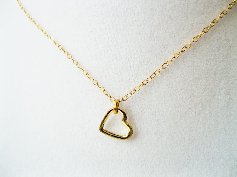 Gold Heart Necklace Simple Hearts Necklace Heart Jewelry - Etsy