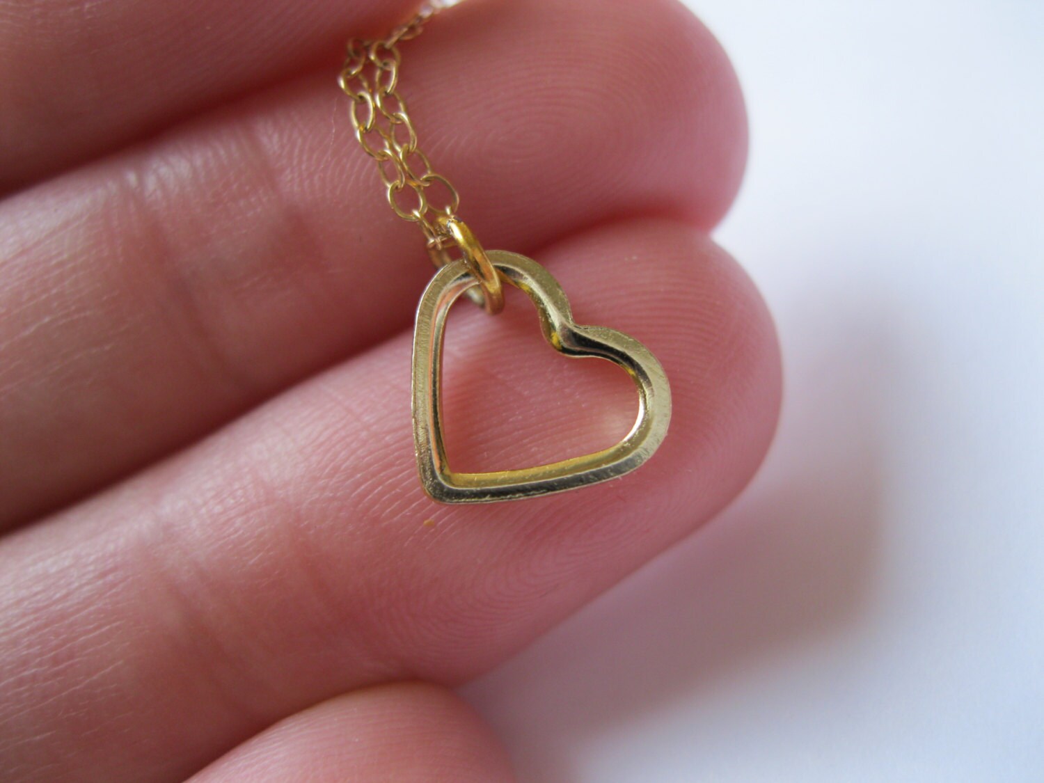 Gold Heart Necklace, Simple Hearts Necklace, Heart Jewelry, Delicate ...