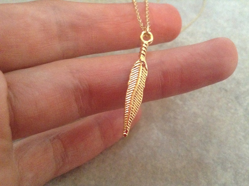 Gold Feather Necklace, Feather Jewelry, Minimalist Necklace, Feather ...