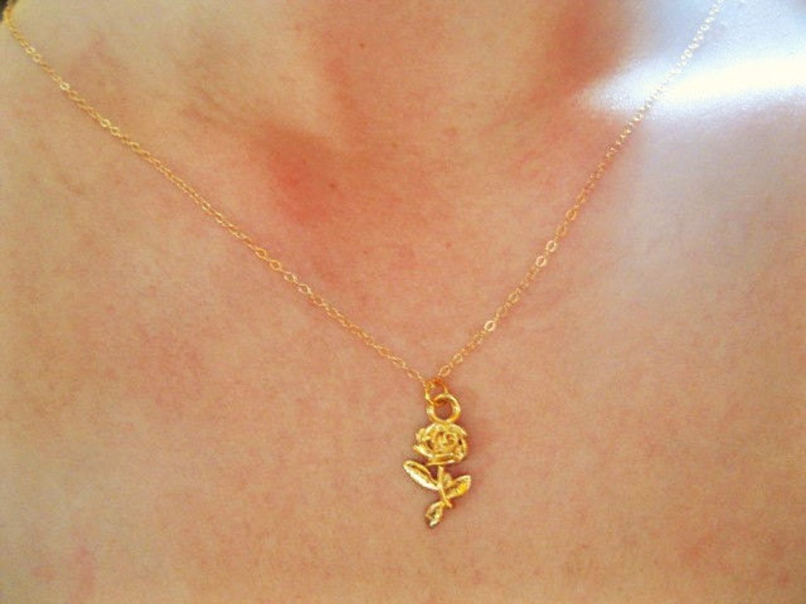 Gold Rose Necklace, Flower Necklace, Delicate Rose Necklace, Dainty ...