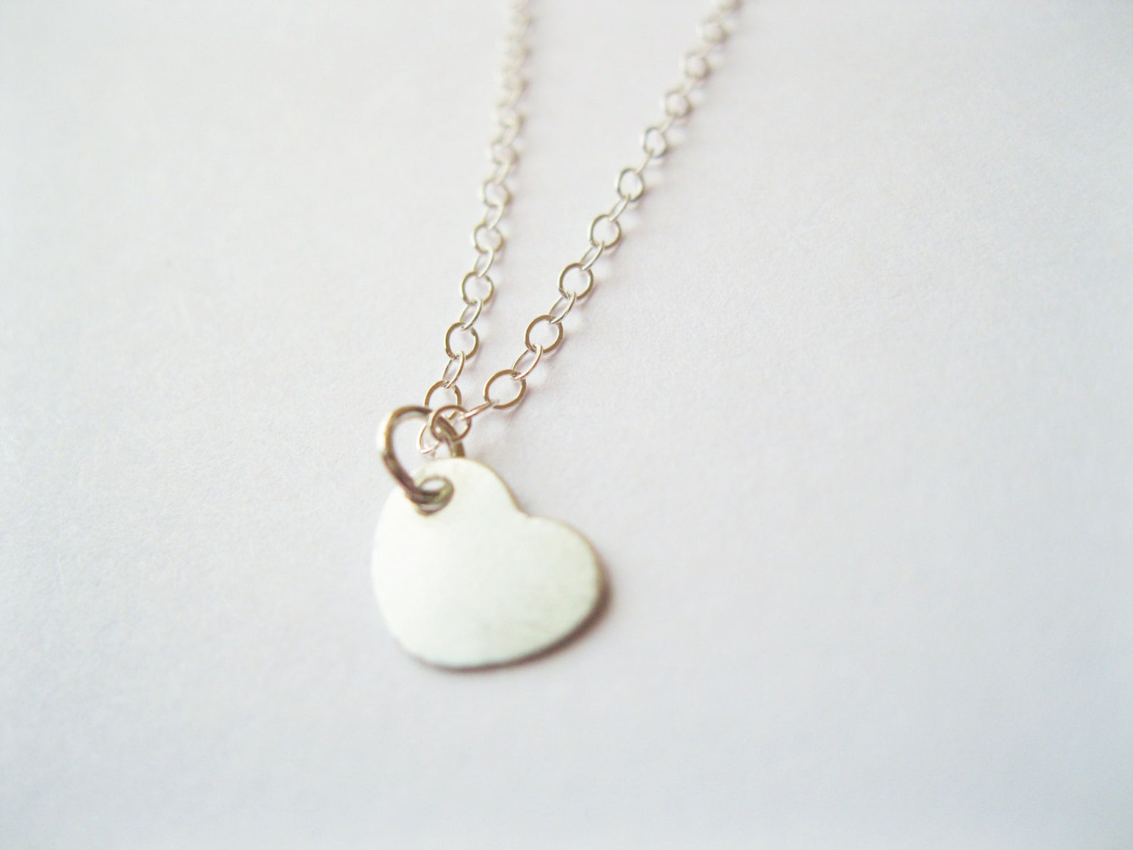 Sterling Silver Heart Necklace, Heart Necklace, Minimalist Necklace ...