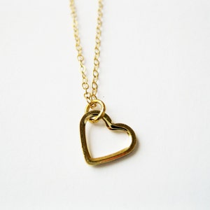 Gold Heart Necklace, Simple Hearts Necklace, Heart Jewelry, Delicate ...