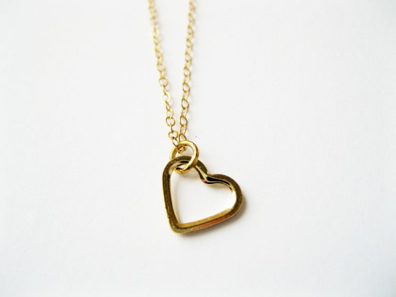 Gold Heart Necklace Simple Hearts Necklace Heart Jewelry - Etsy