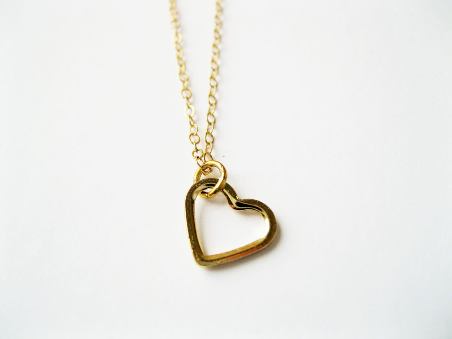 Gold Heart Necklace, Simple Hearts Necklace, Heart Jewelry, Delicate ...