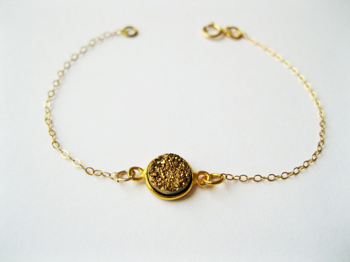 Gold Round Druzy Bracelet Druzy Bracelet Natural Gold Druzy - Etsy
