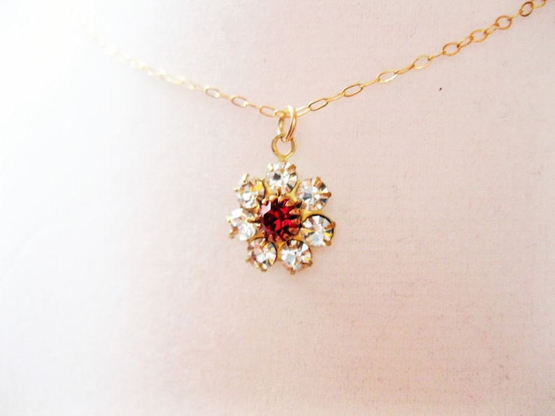Rhinestone Flower Necklace, Tiny Flower Necklace, Swarovski Gold ...