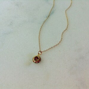 Tiny Peach and Topaz Necklace , Tiny Charm Necklace, Small Peach and ...