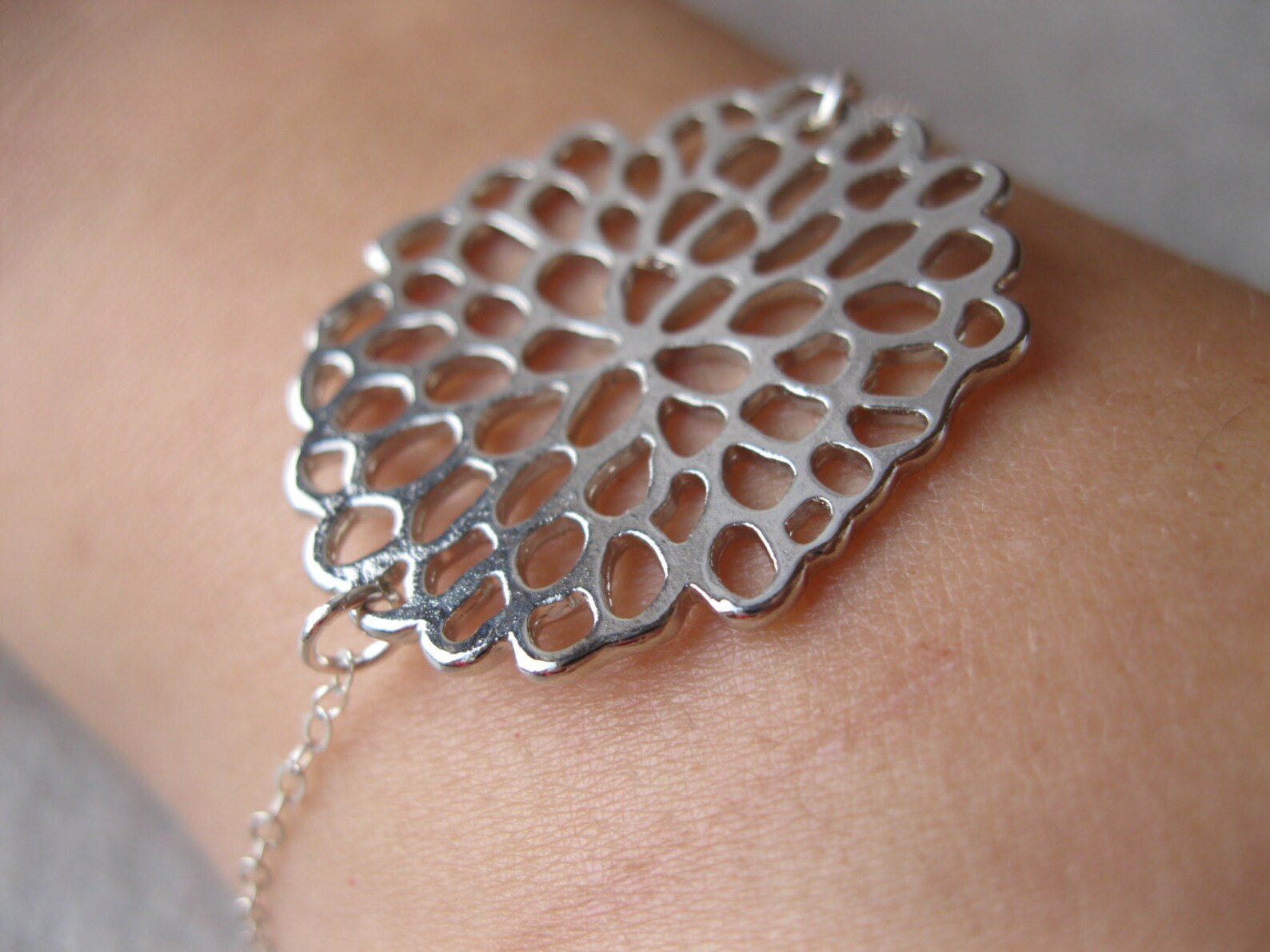 Silver Hydrangea Bracelet , Hydrangea Jewelry , Simple Silver Bracelet ...