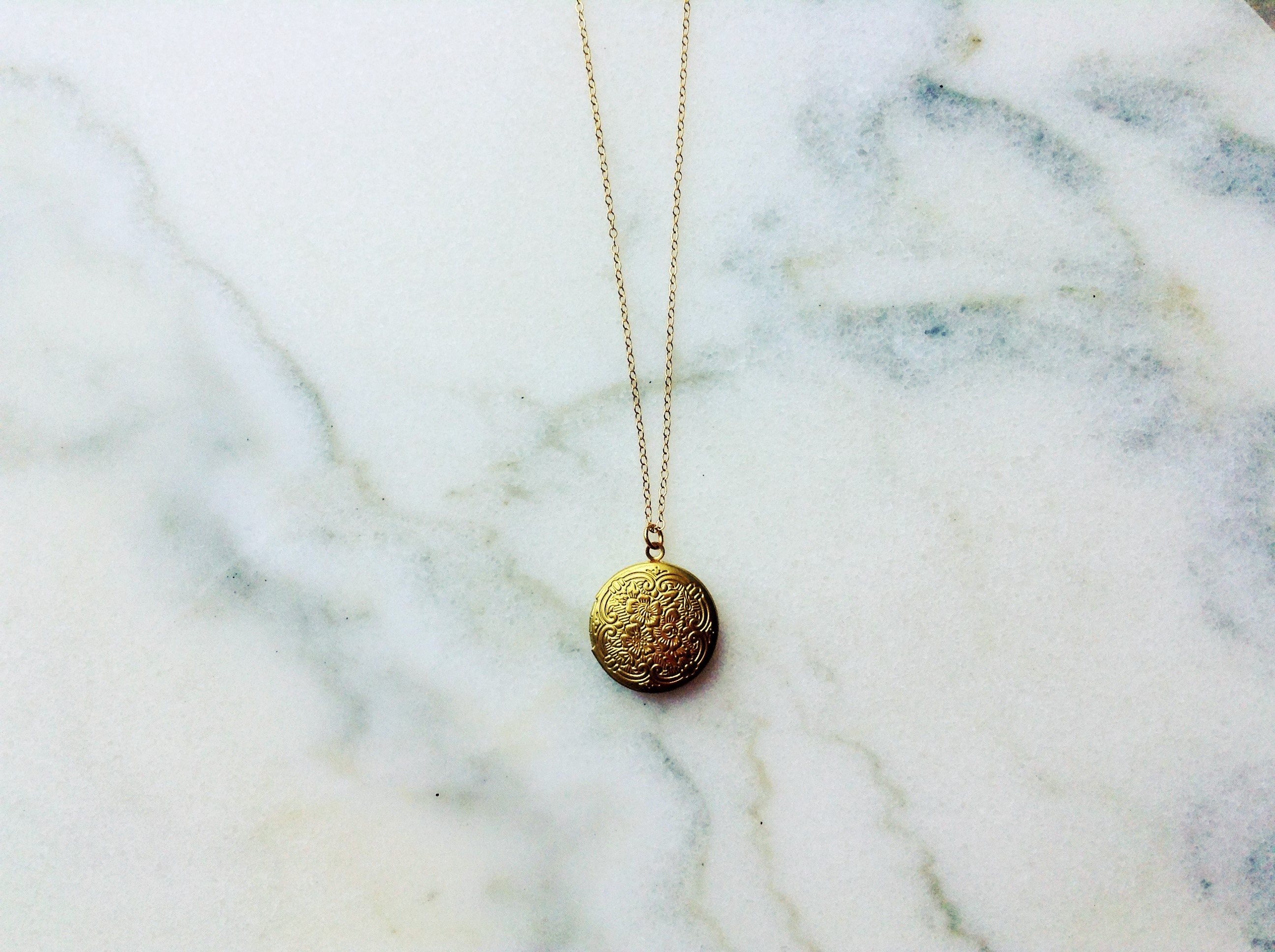 Victorian Floral Locket Necklace Cute Locket Necklace Round | Etsy