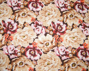 Orange floral fabric | Etsy