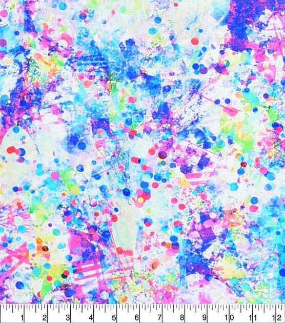 Keepsake PAINT SPLATTER Multi Color Print 100% Cotton Quilt Craft ...