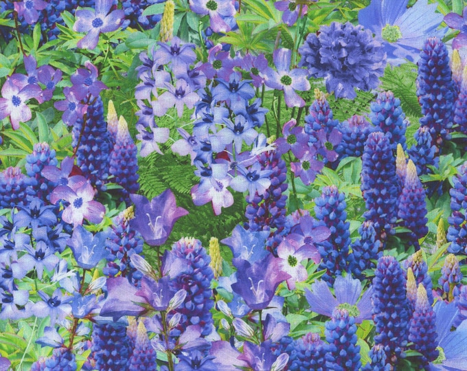 BTY Timeless Treasures WILDFLOWER Field Purple Print 100% Cotton Quilt ...