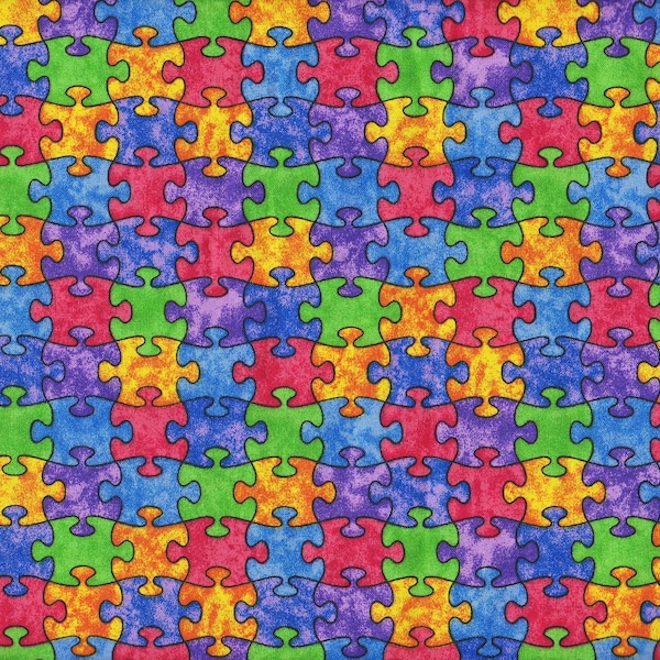 Puzzle Pieces Fabric - Etsy