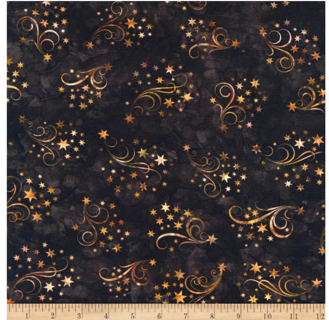 BTY Quilting Treasures MOONSHADOW Star Swirl Gray Print 100% Cotton ...