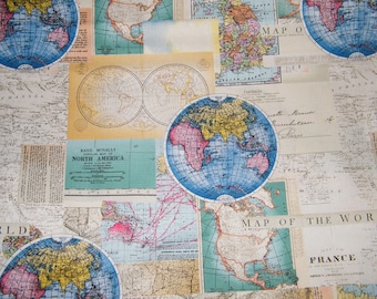 World Map Fabric - Etsy